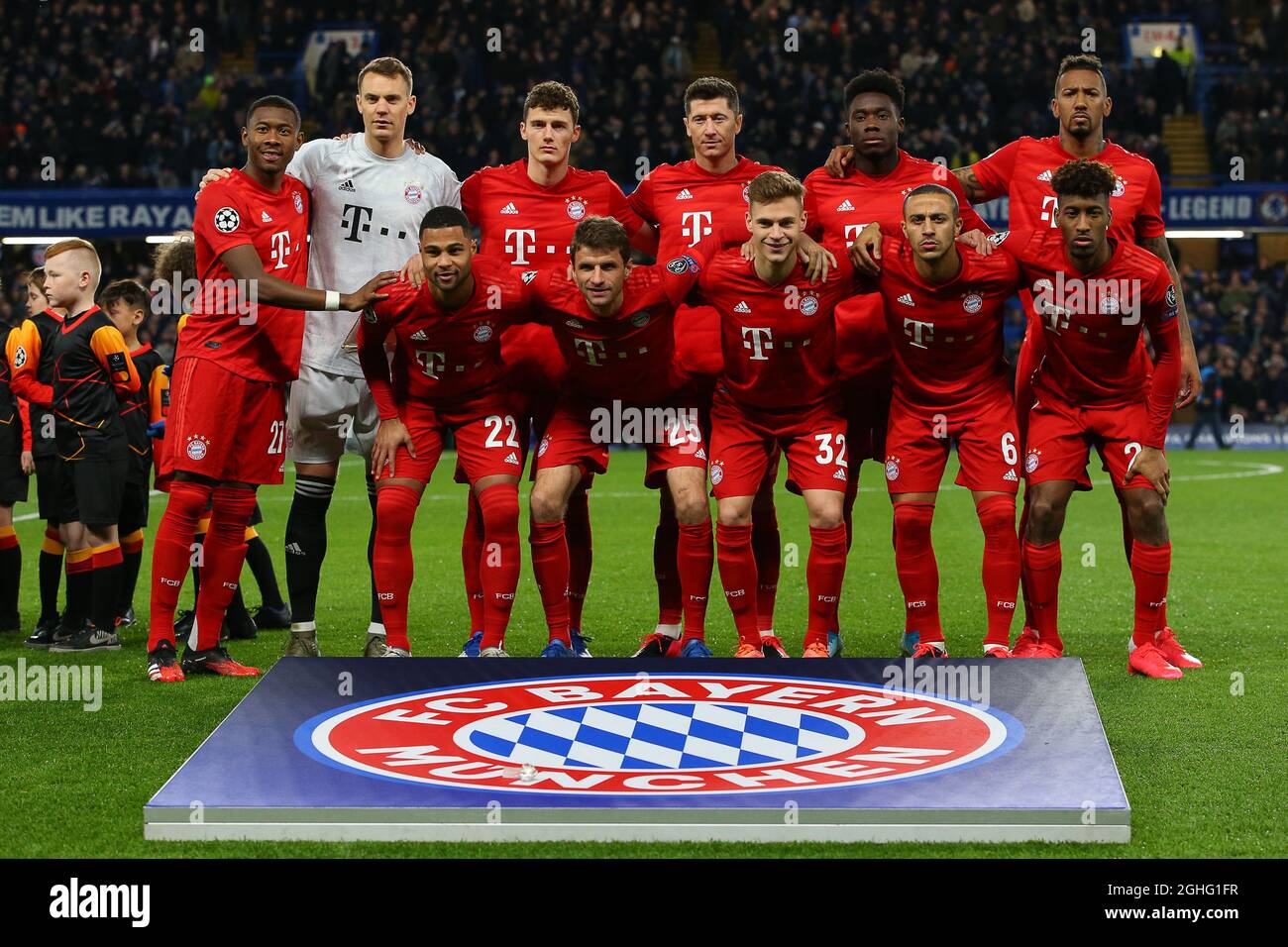 The Bayern Munich team pose for a photo ahead of the UEFA Champions ...
