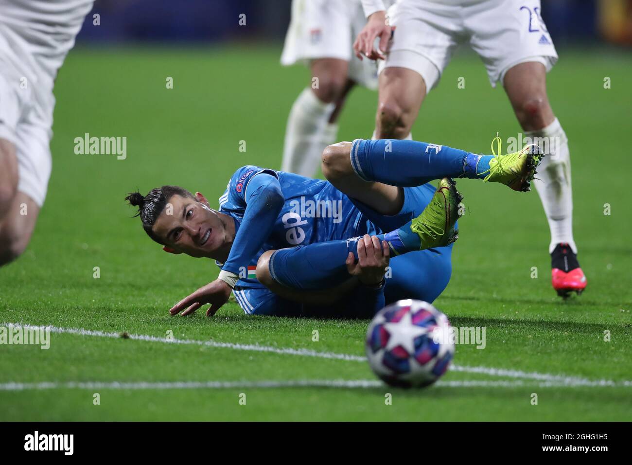 Juventus's Portuguese striker Cristiano Ronaldo holds his ankle after ...