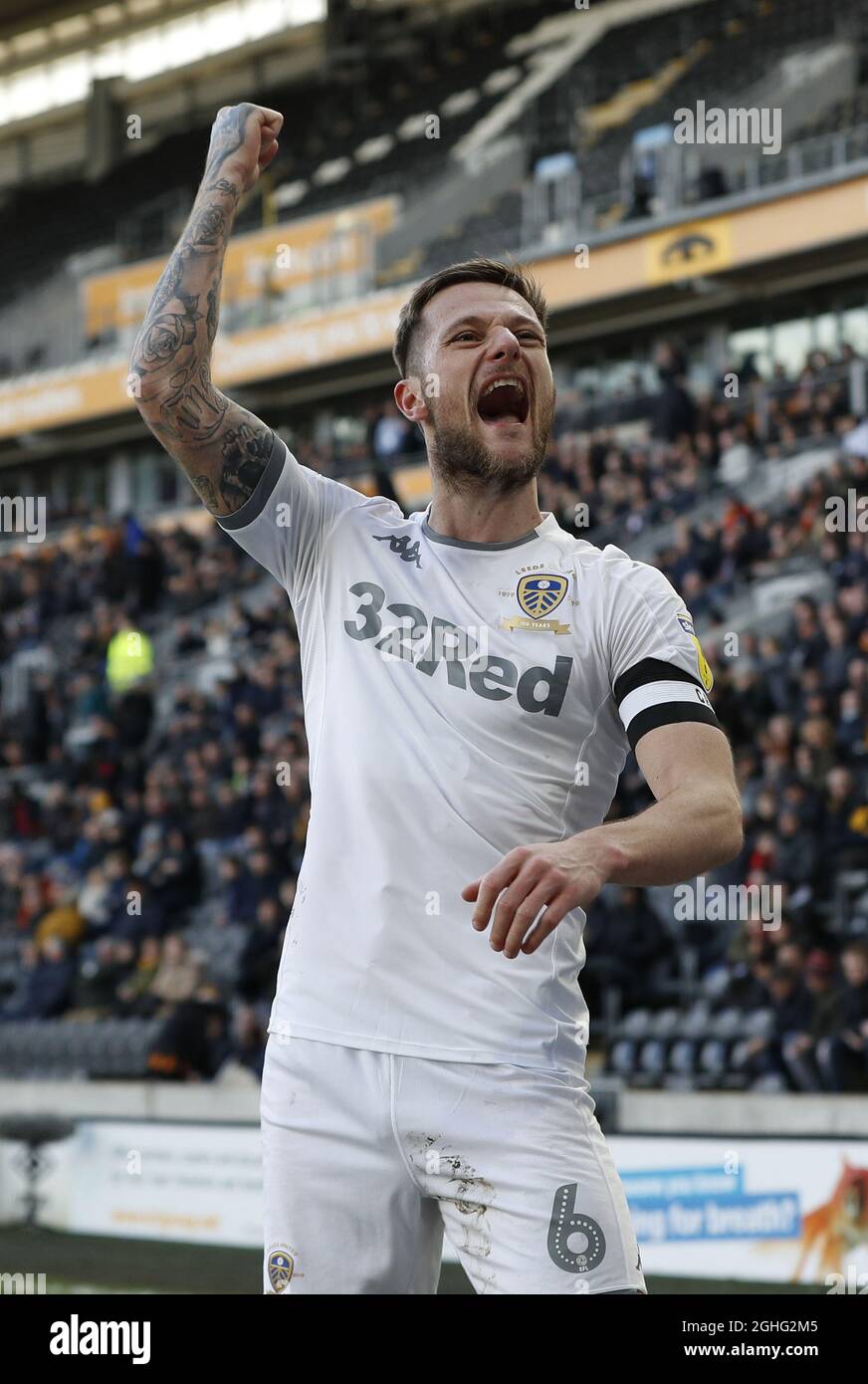 Liam Cooper of Leeds United celebrates the win during the Sky Bet ...