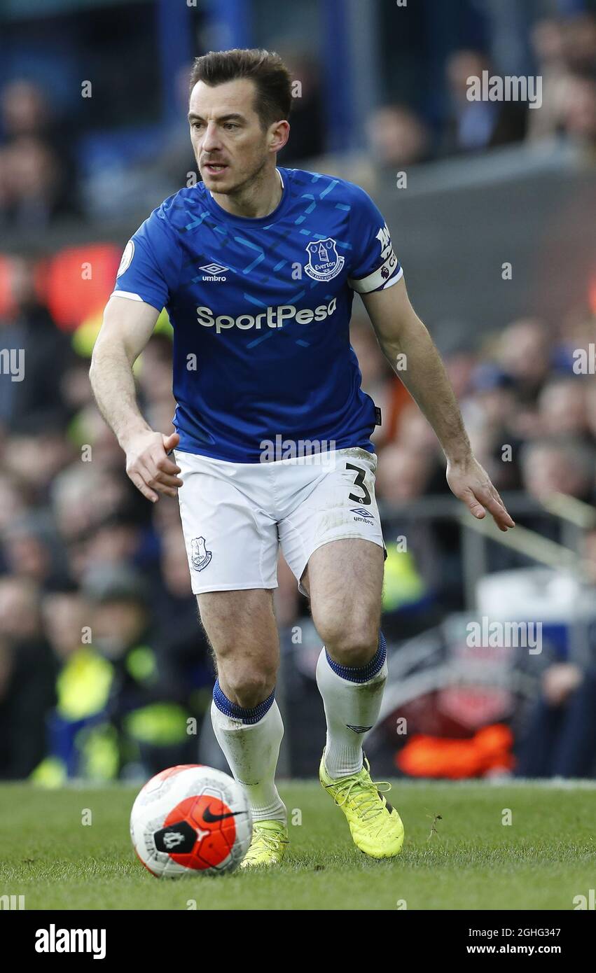 Leighton Baines of Everton during the Premier League match at Goodison ...