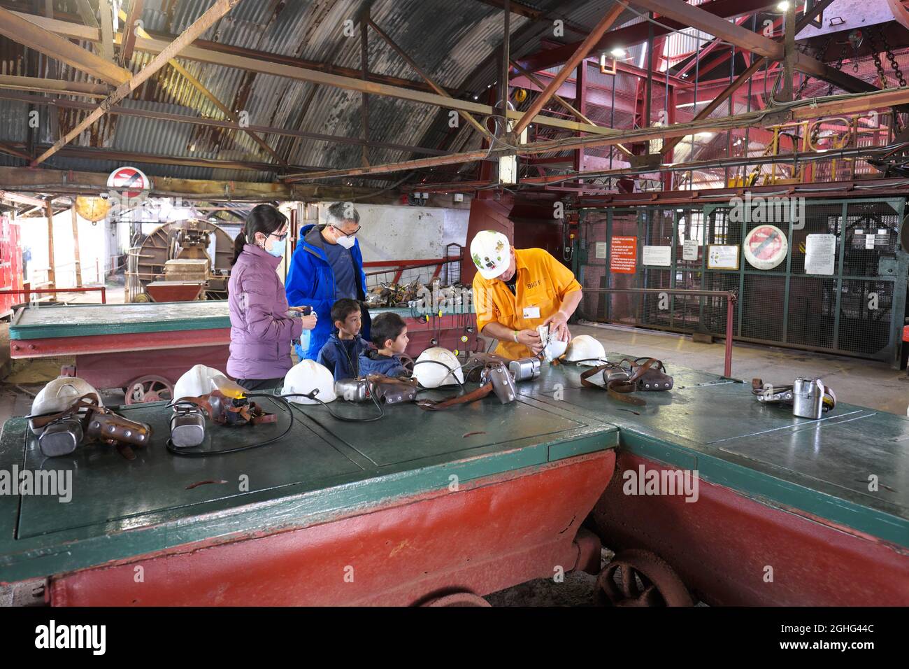 Visitors prepare for the underground tour at Big Pit National Coal ...