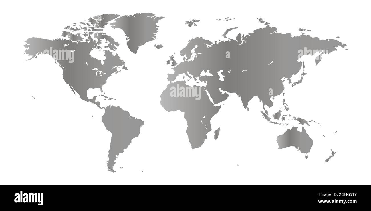 silver world map on white background. Vector EPS10 Stock Vector Image ...