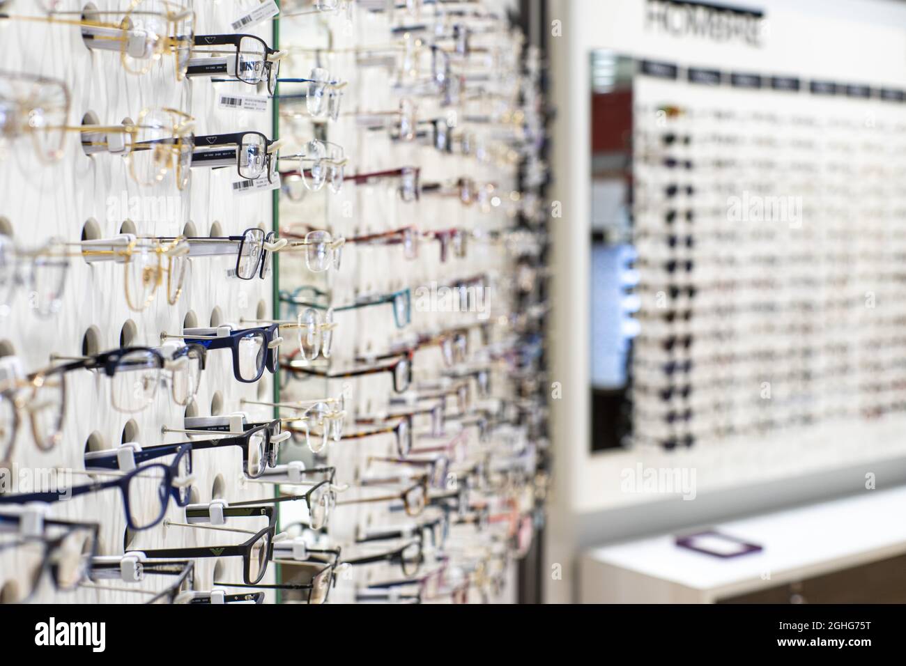 Special device for checking person's vision at the eyewear shop Stock ...