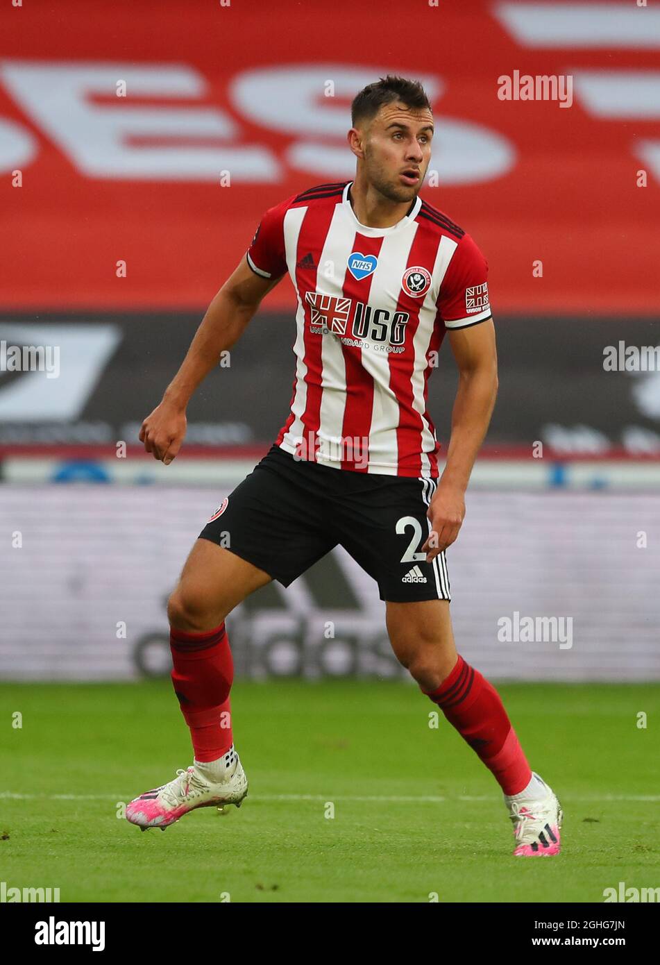 George Baldock of Sheffield Utd during the Premier League match at ...