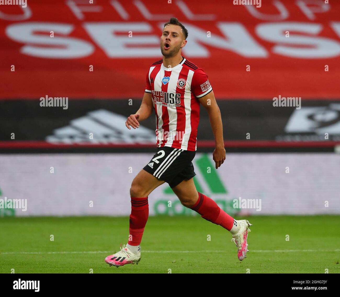 George Baldock of Sheffield Utd during the Premier League match at ...