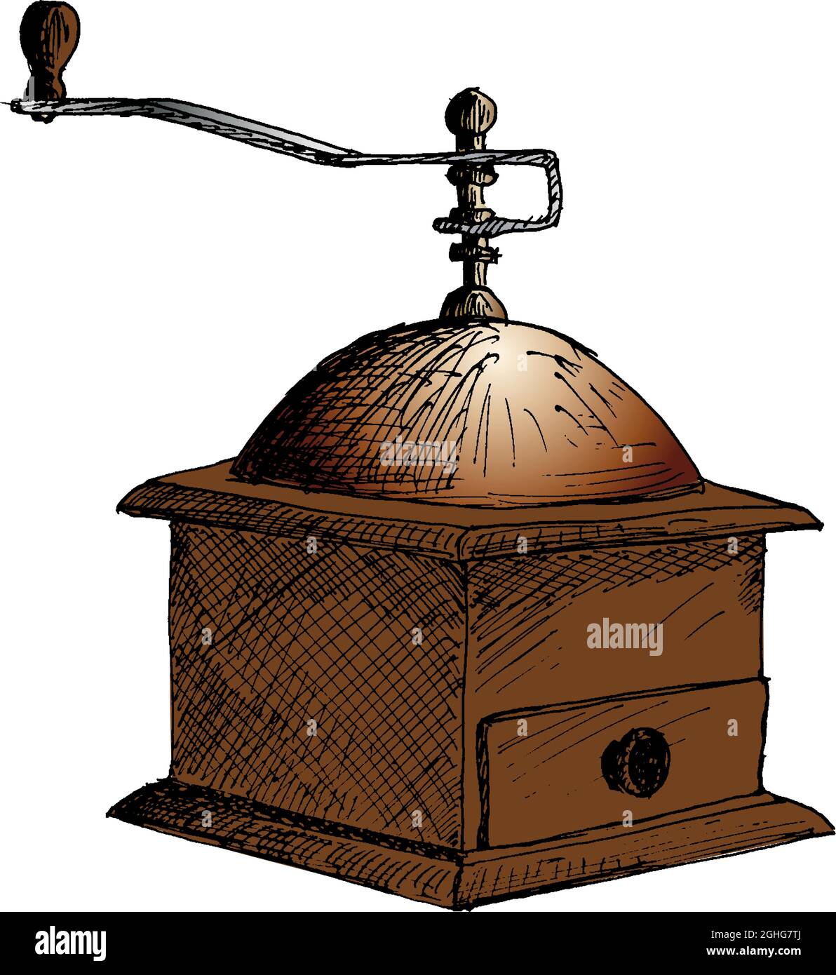 Antique coffee grinder coffee beans Stock Vector Images - Alamy