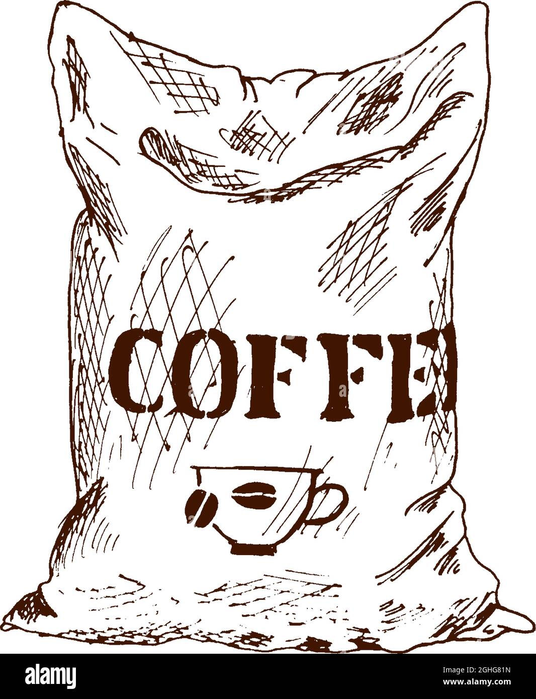 Bag of coffee Hand Drawn Sketch Vector illustration Stock Vector Image ...