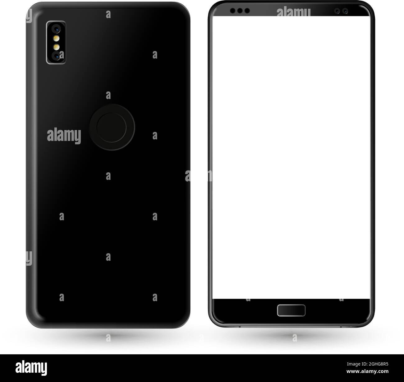 new phone front and black vector drawing eps10 format isolated on white ...