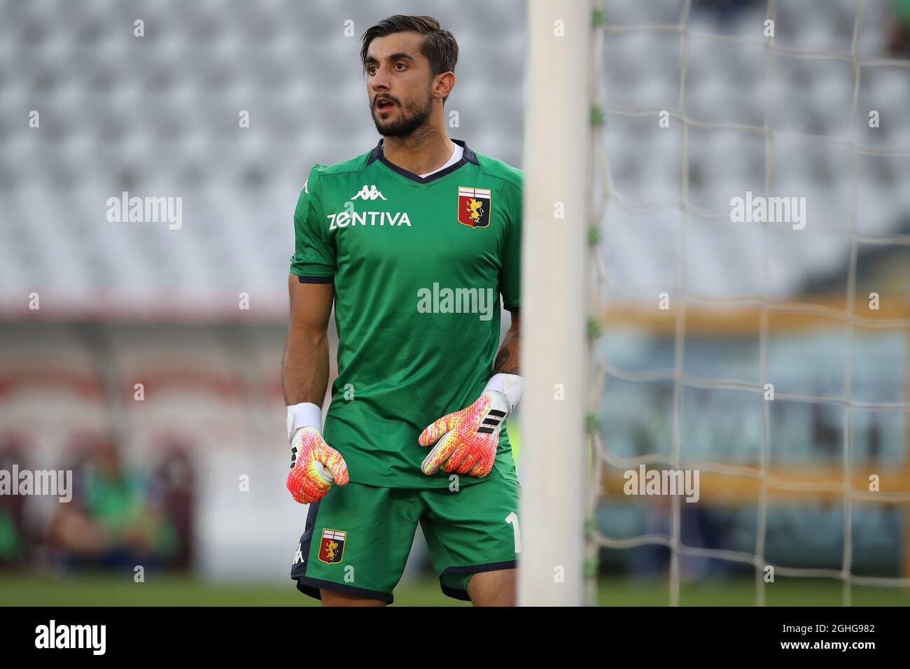 Italian goalkeeper Mattia Perin of Genoa CFC reacts during the Serie A ...