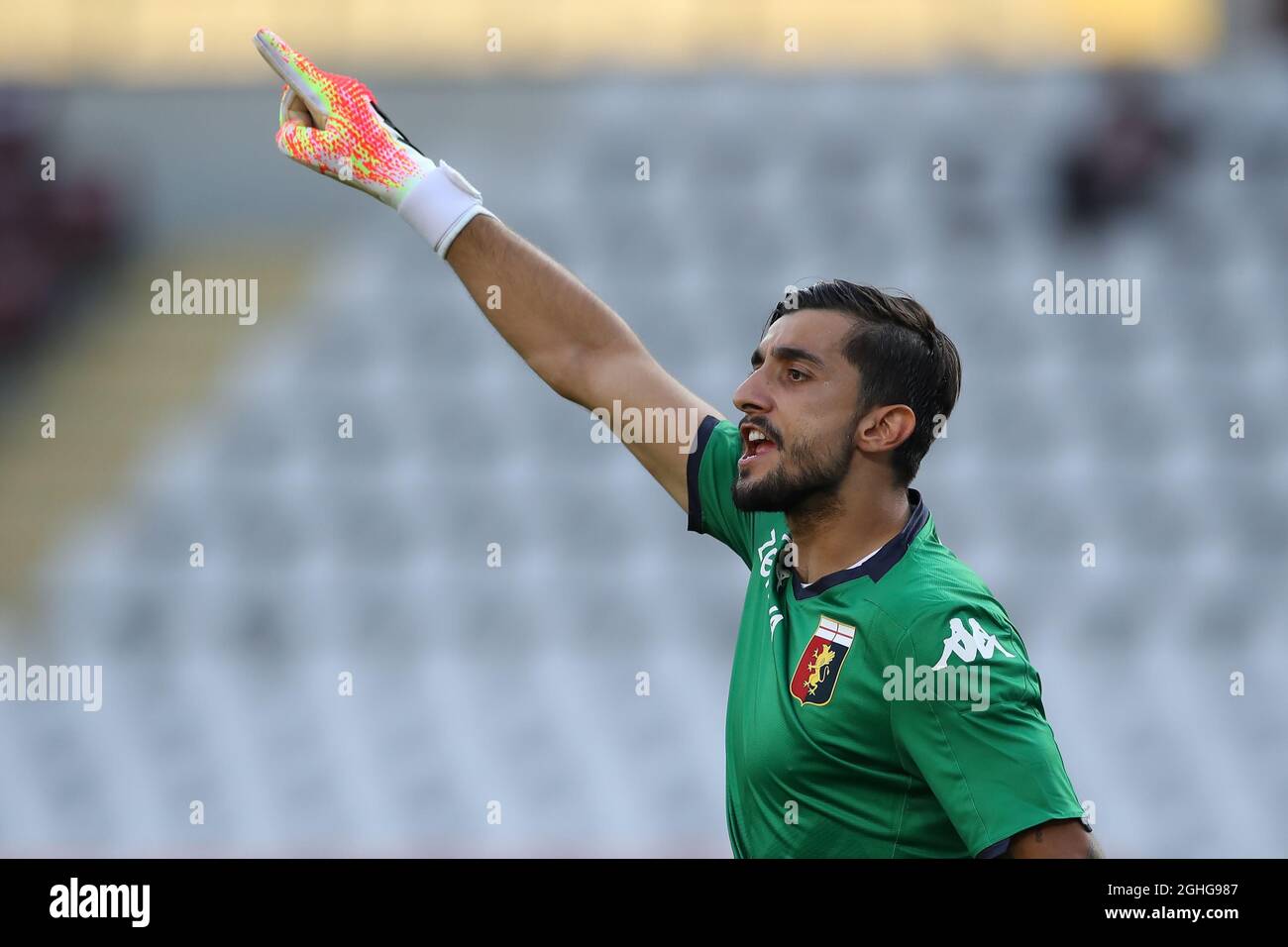 Italian goalkeeper Mattia Perin of Genoa CFC reacts during the Serie A ...