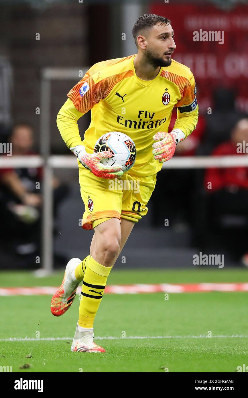 Italian Goalkeeper Gianluigi Donnarumma Of AC Milan In Action During Italian Goalkeeper Gianluigi Donnarumma Of AC Milan In Action During