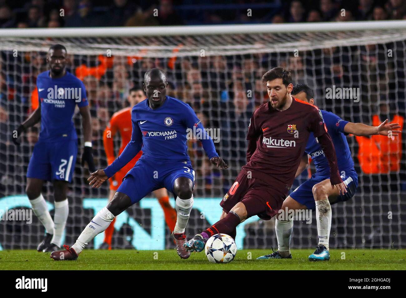 Ngolo Kante of Chelsea and Lionel Messi of Barcelona - Chelsea v ...