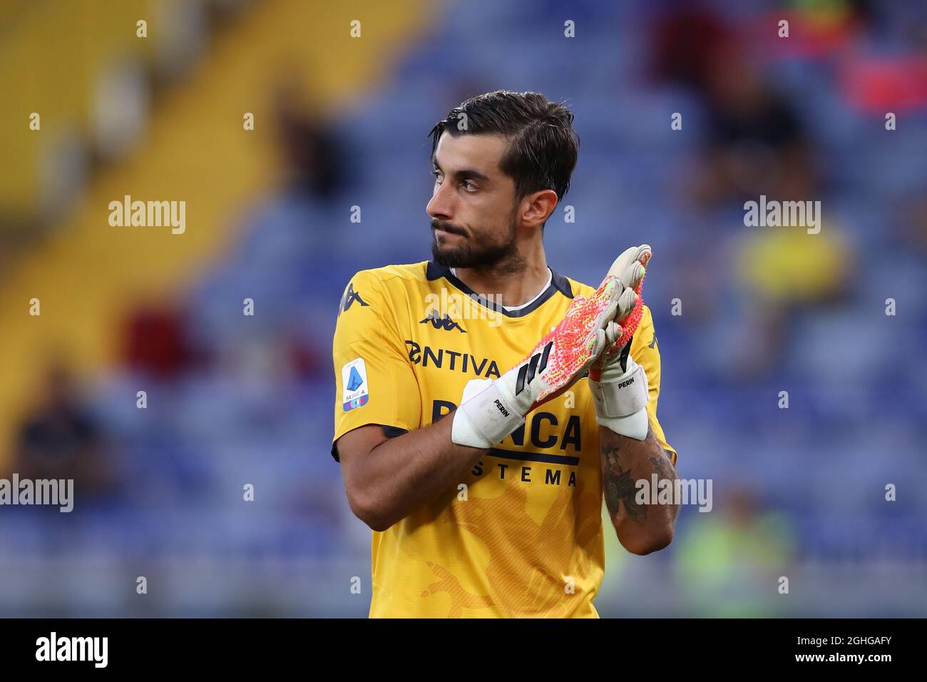 Italian goalkeeper Mattia Perin of Genoa CFC reacts during the Serie A ...