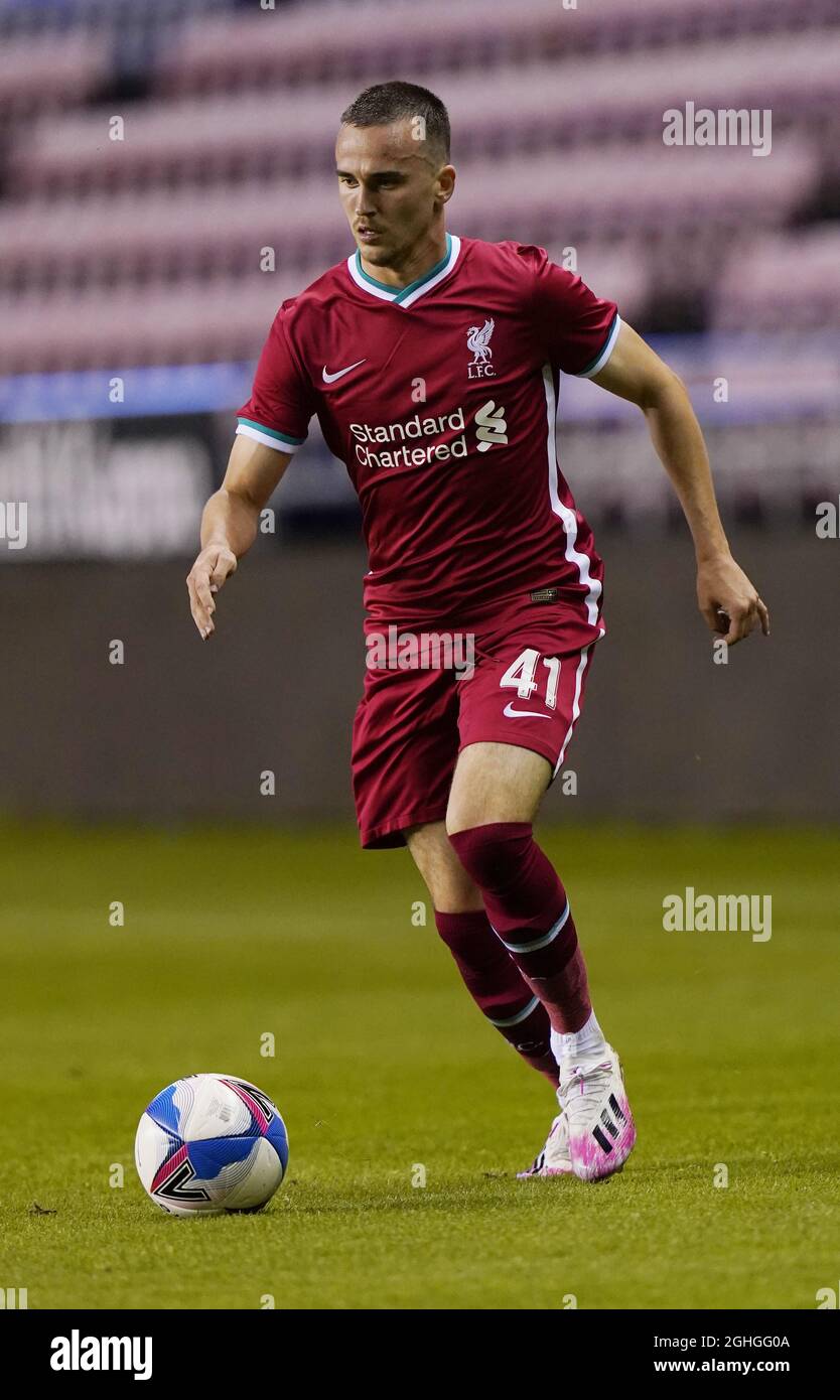 Liam Miller of Liverpool during the EFL Trophy match at the DW Stadium ...