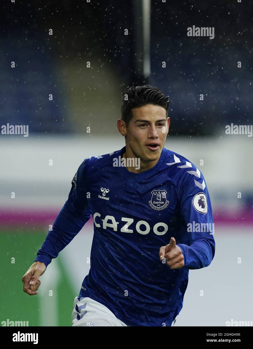 James Rodriguez of Everton celebrates scoring their third goal during ...