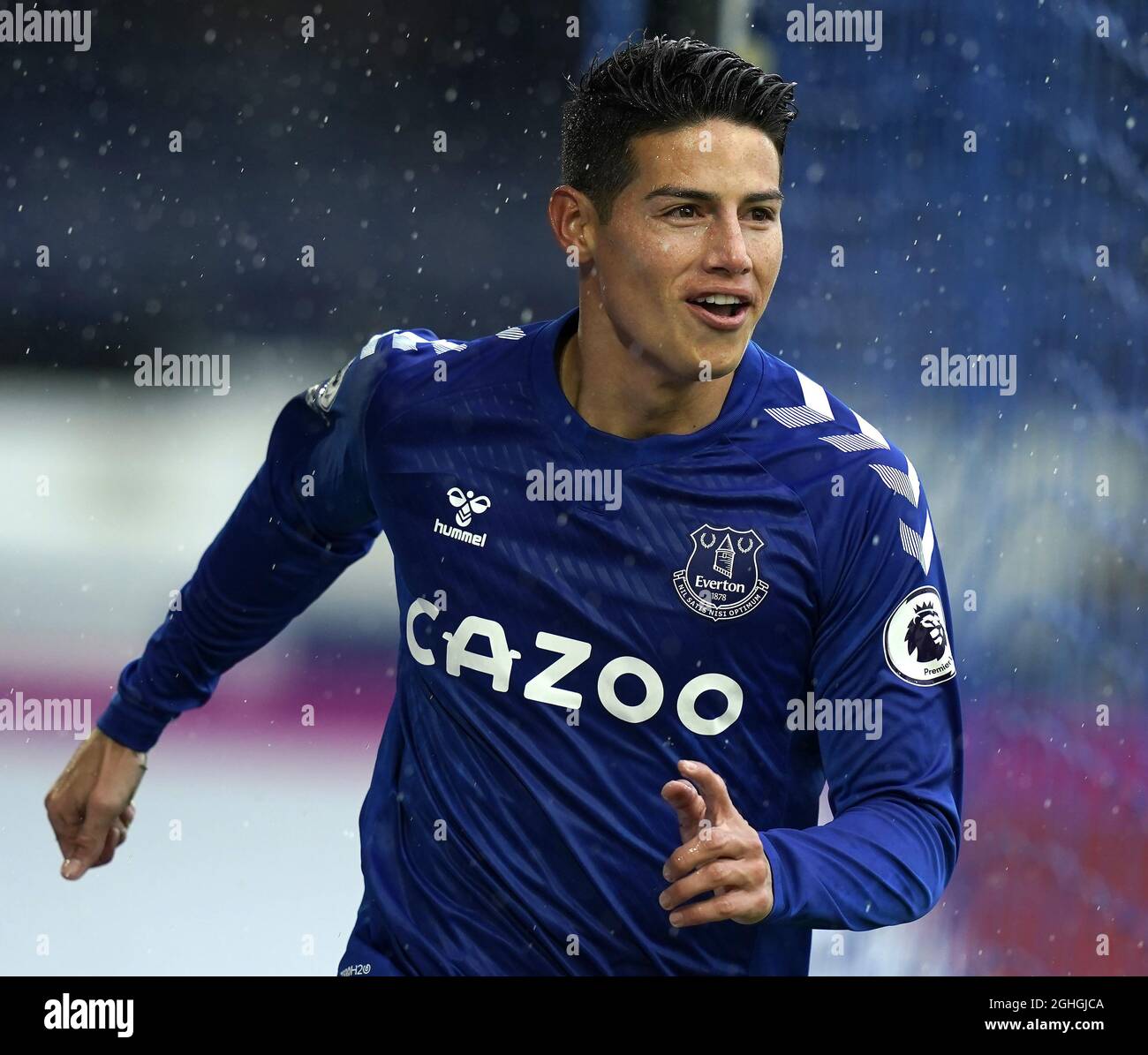 James Rodriguez of Everton celebrates scoring his second goal of the ...