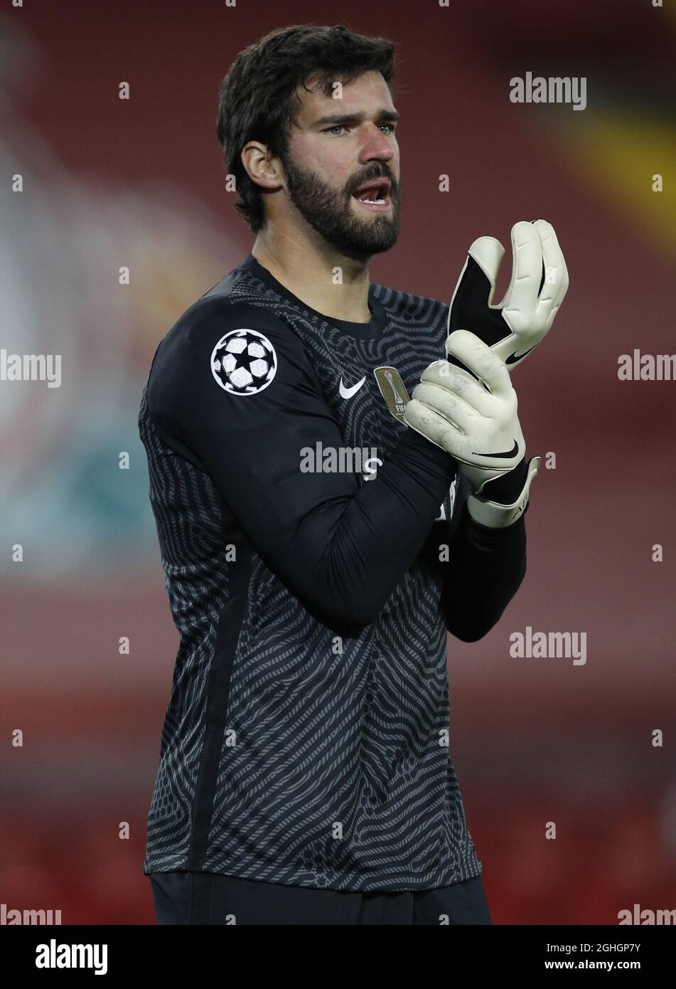 Alisson Becker of Liverpool during the UEFA Champions League match at ...