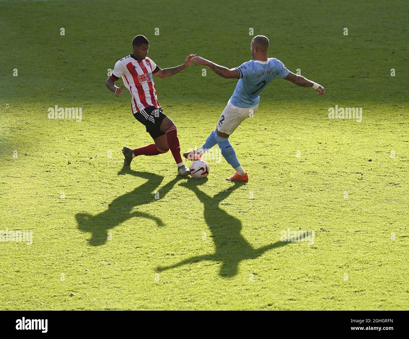 Ben Osborn of Sheffield Utd and Kyle Walker of Manchester City during ...