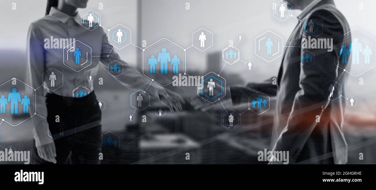 Human Resources Recruitment People Concept. Modern double exposure ...