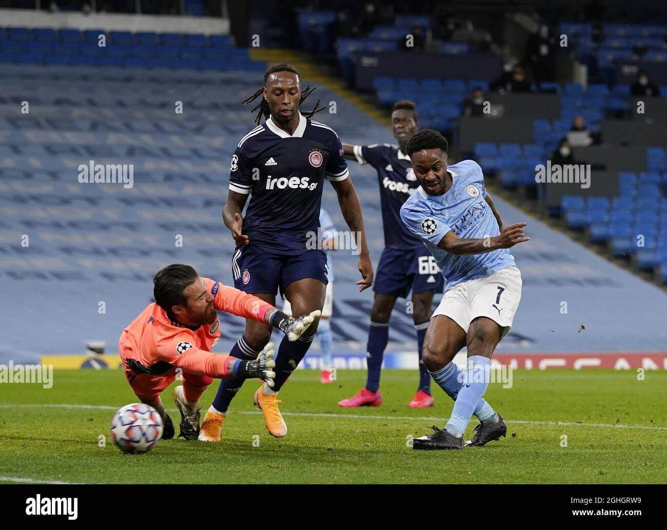 Raheem Sterling of Manchester City scores but is ruled out for offside ...
