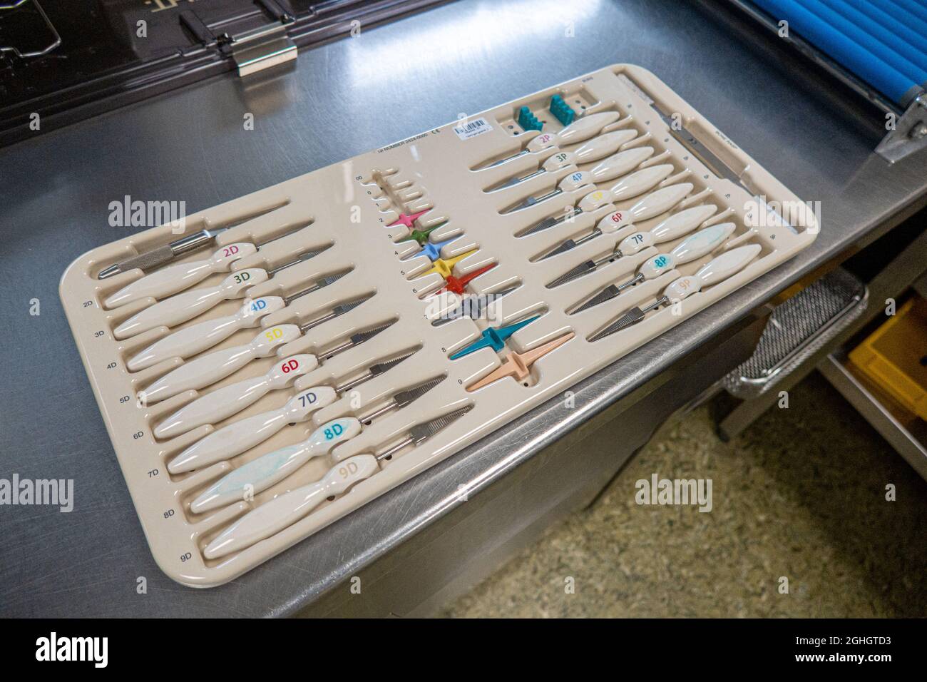 a tray contains the instruments for a finger joint prosthesis Stock ...