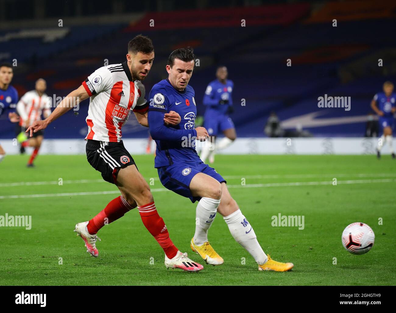 ChelseaÕs Ben Chilwell tussles with Sheffield UnitedÕs George Baldock ...