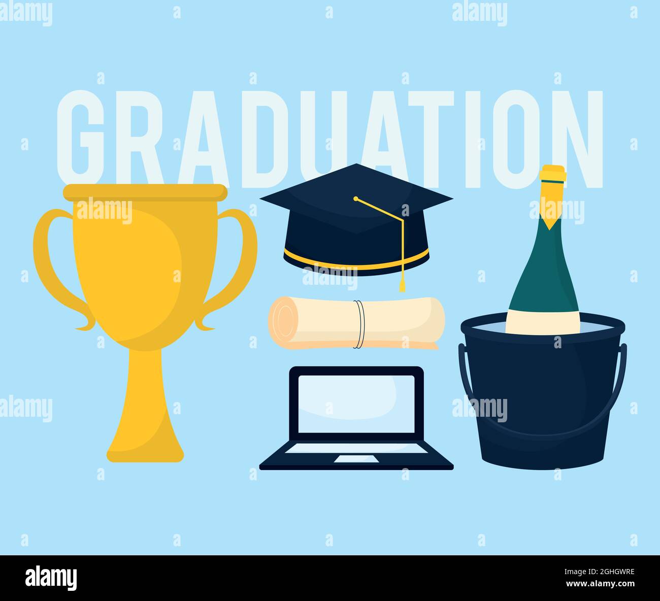 Graduation cap diploma laptop Stock Vector Images - Alamy