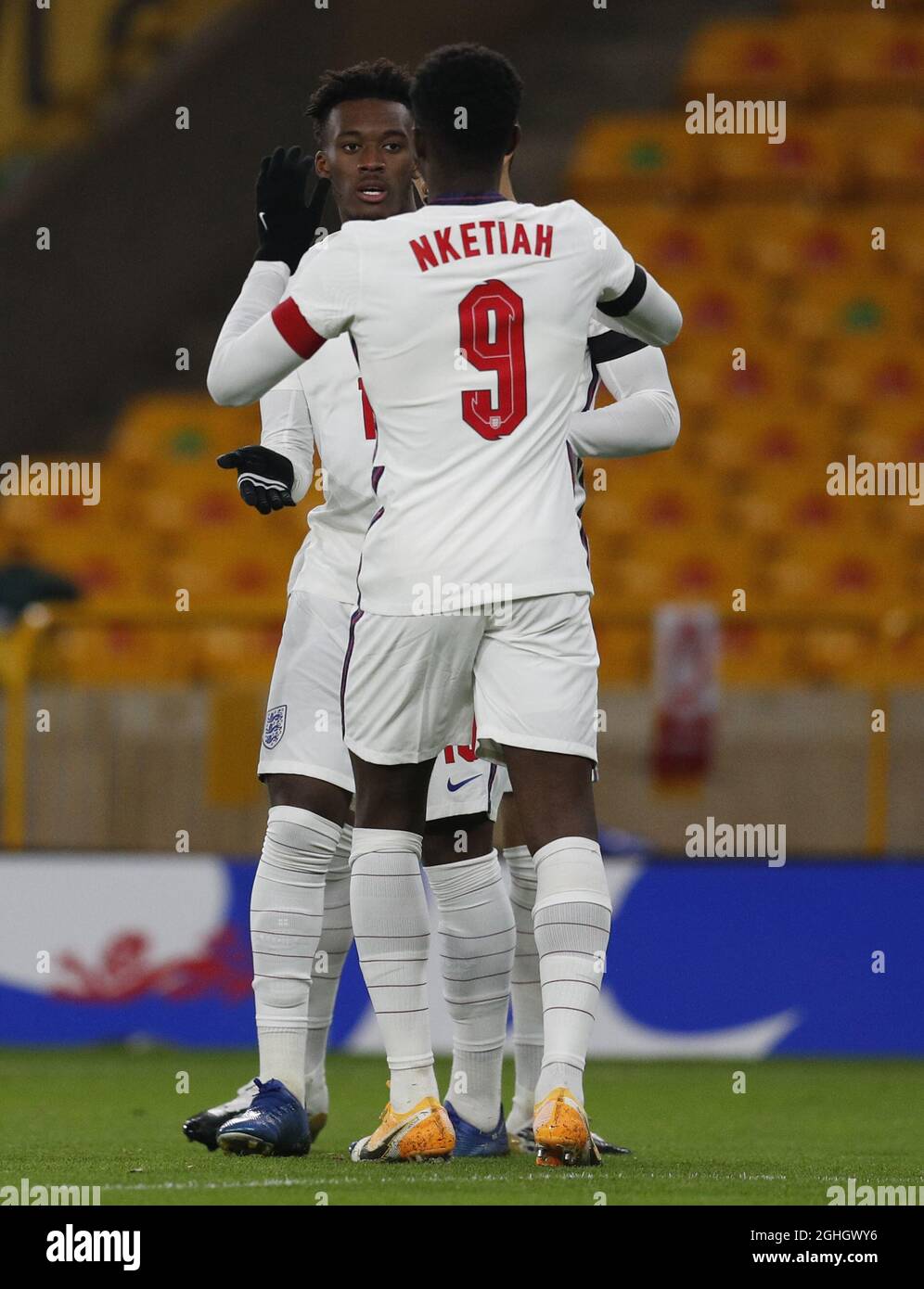 Callum Hudson-Odoi of England celebrates scoring the first goal with ...