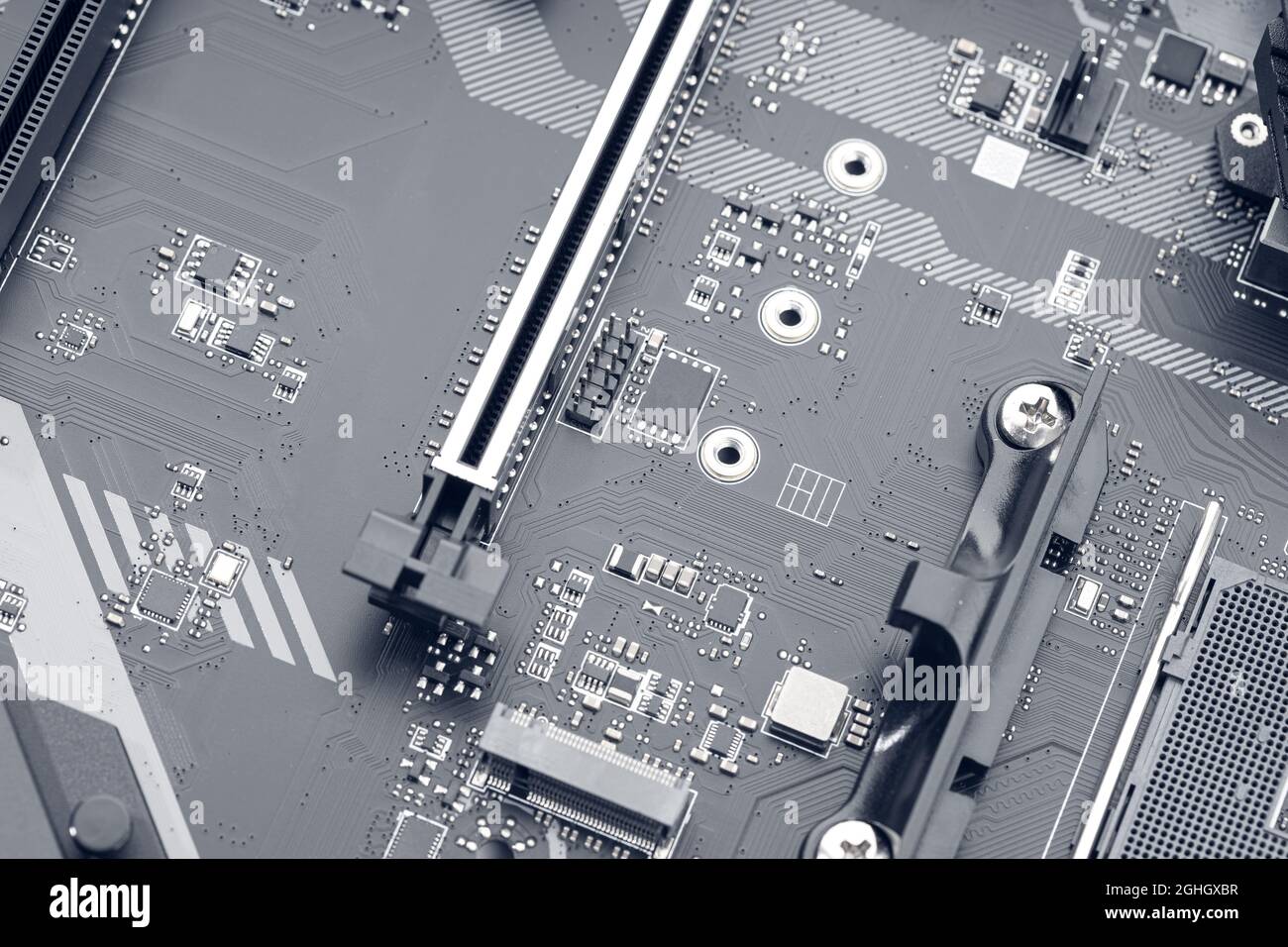 Electronic Circuit Chip of a computer motherboard. Abstract background ...