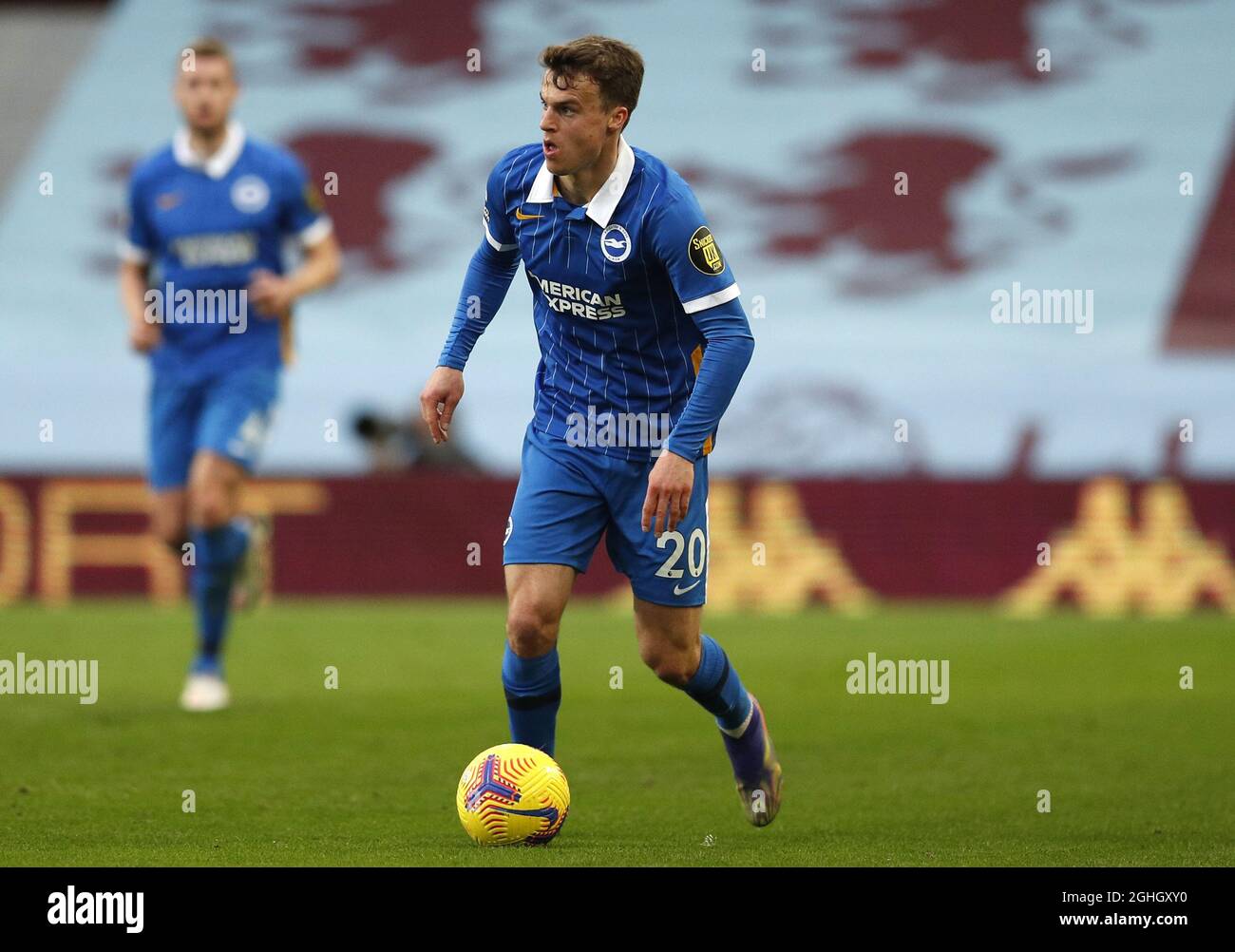 Solly March of Brighton during the Premier League match at Villa Park ...