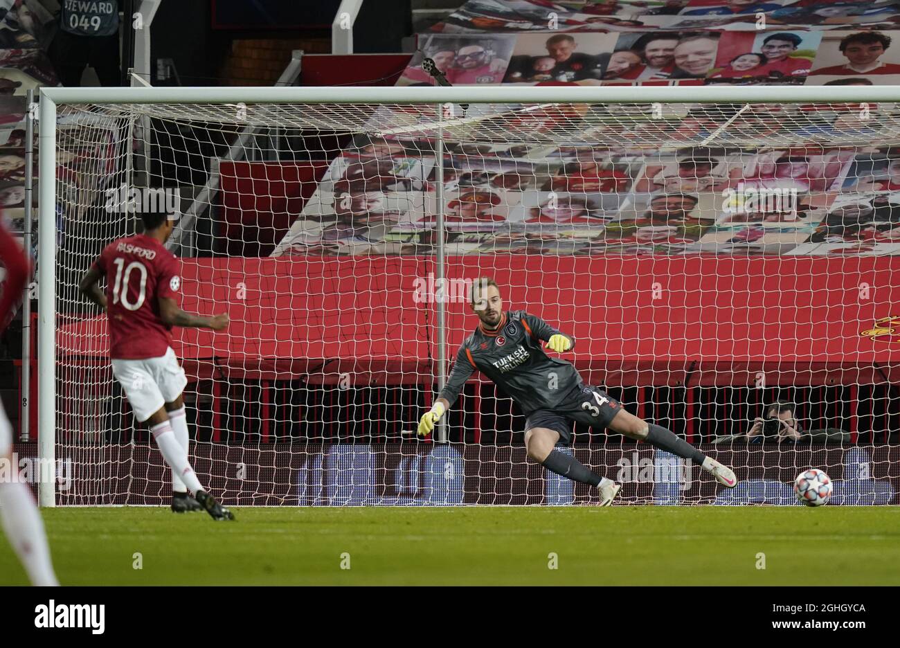 Marcus Rashford of Manchester United scores their third goal from the ...