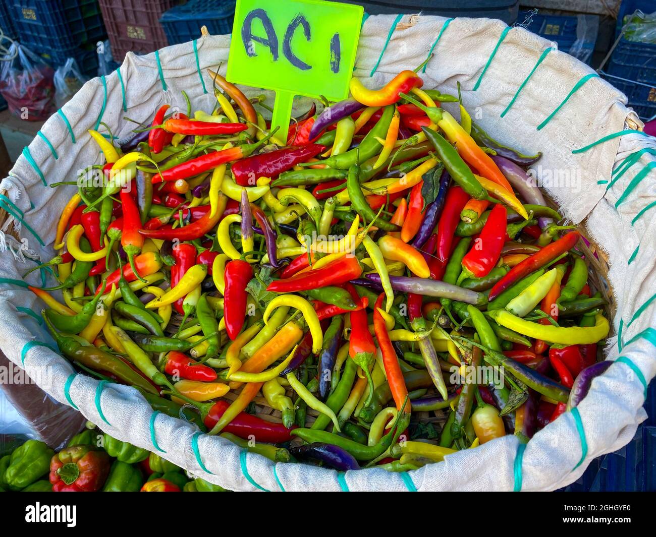 Hot peppers of various colors Stock Photo - Alamy
