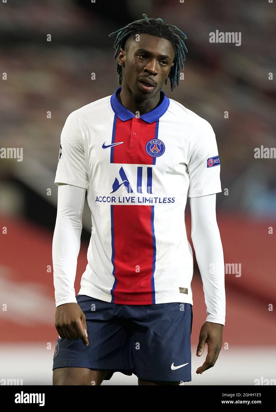 Moise Kean of PSG during the UEFA Champions League match at Old ...