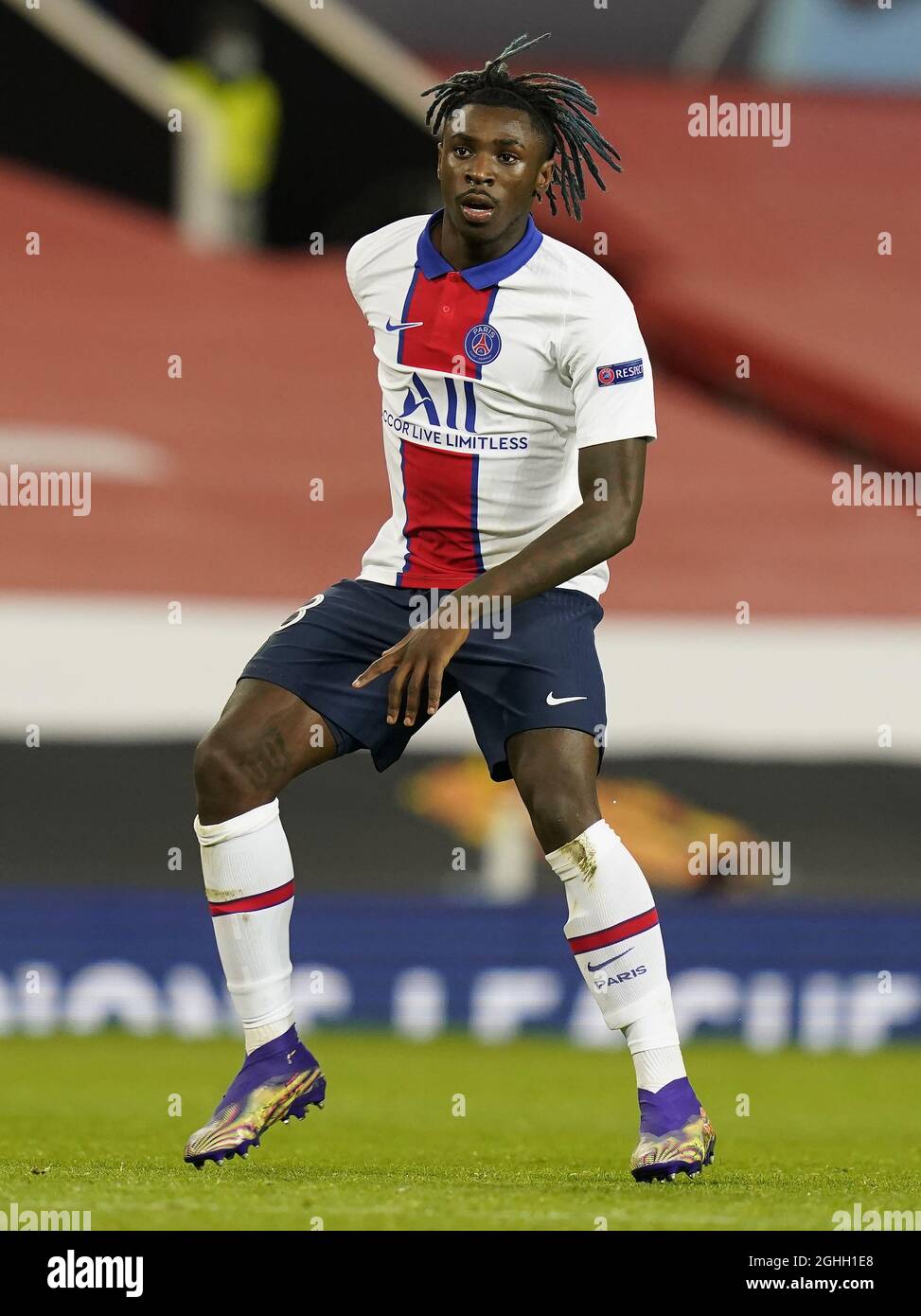 Moise Kean of PSG during the UEFA Champions League match at Old ...