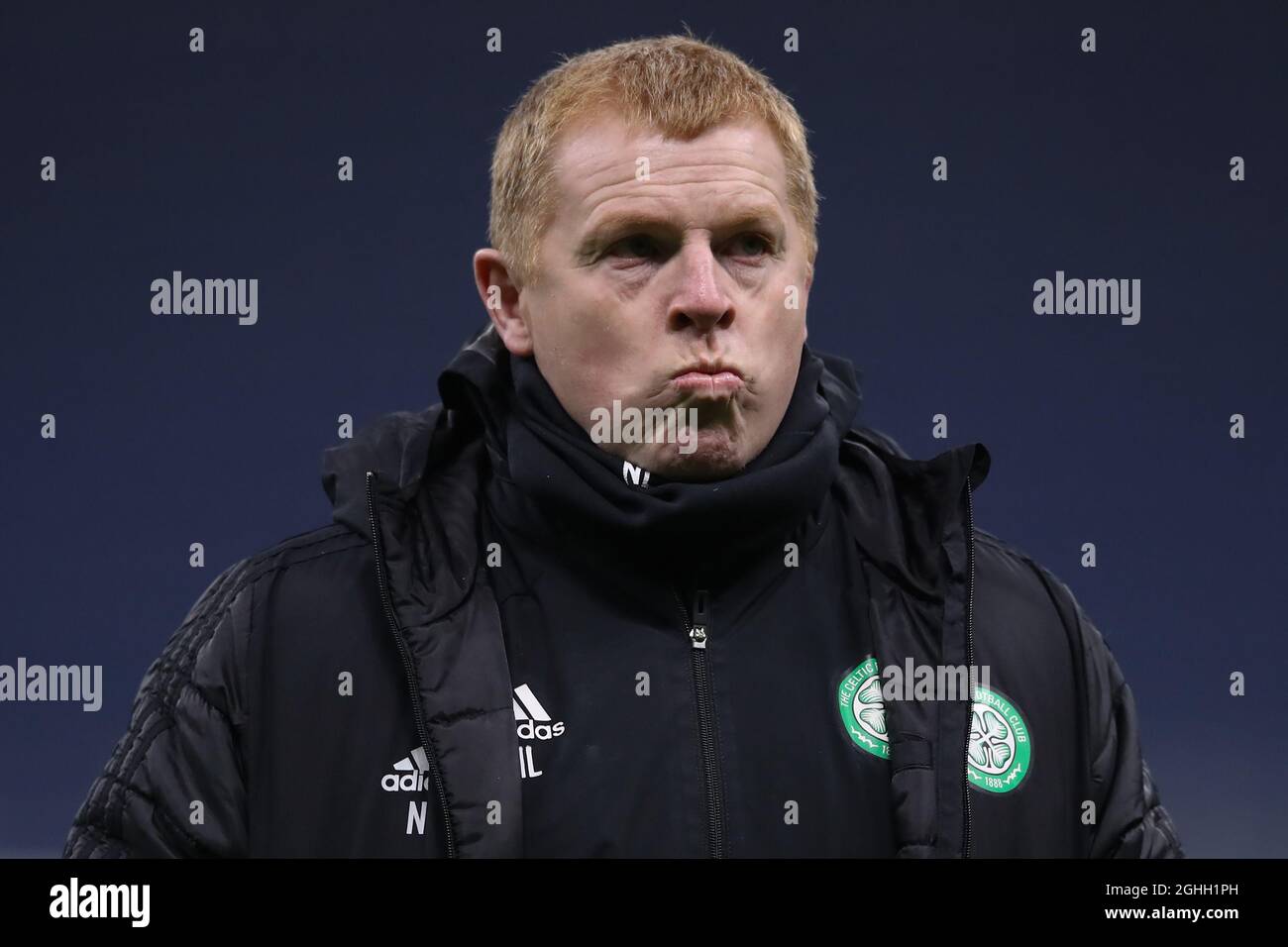 Neil Lennon Head coach of Celtic pulls a face during the UEFA Europa ...