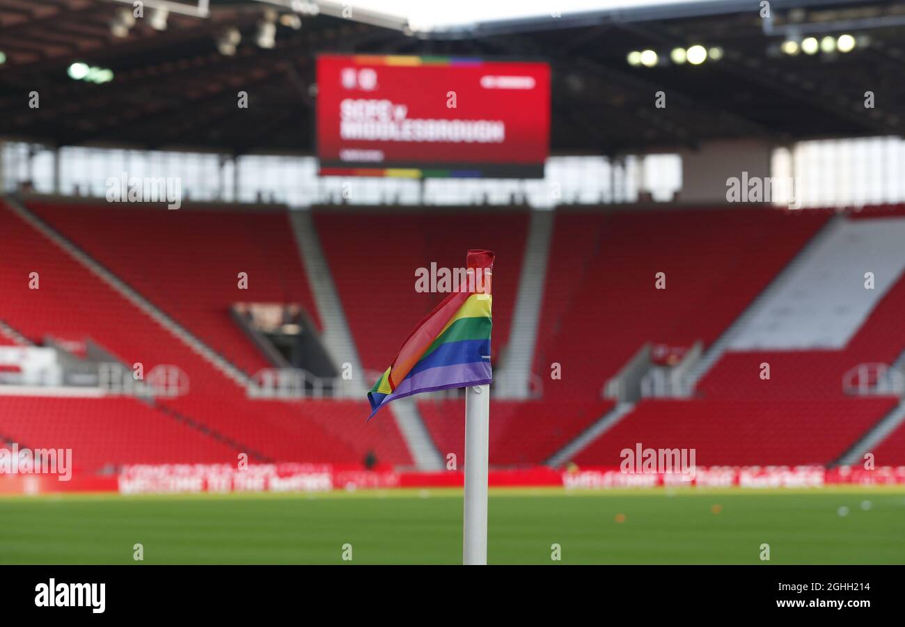 Gay pride corner flag hi-res stock photography and images - Alamy