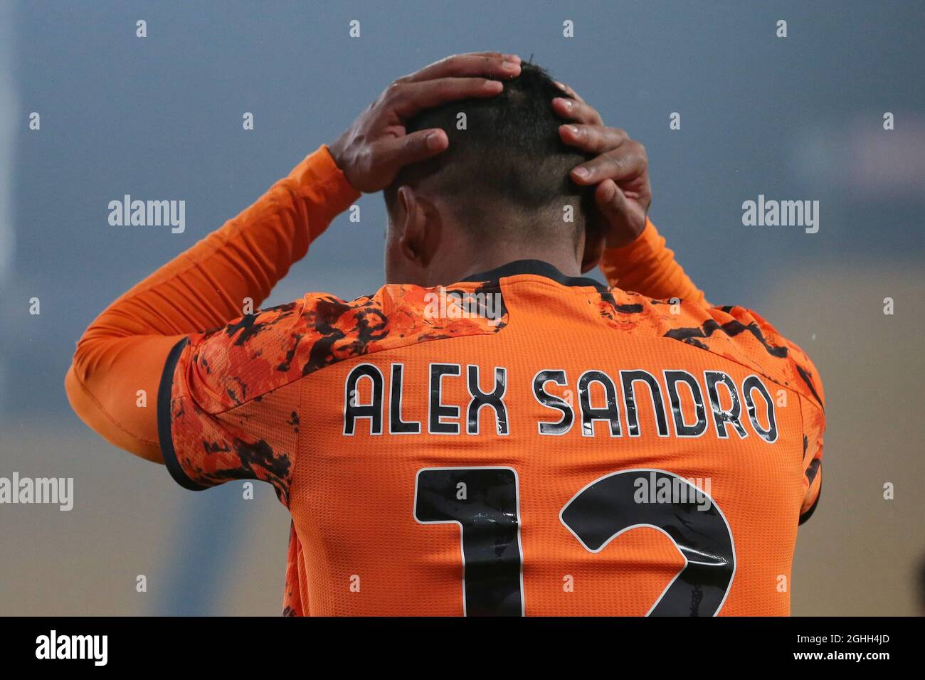 Alex Sandro of Juventus reacts during the Serie A match at Stadio Ennio ...