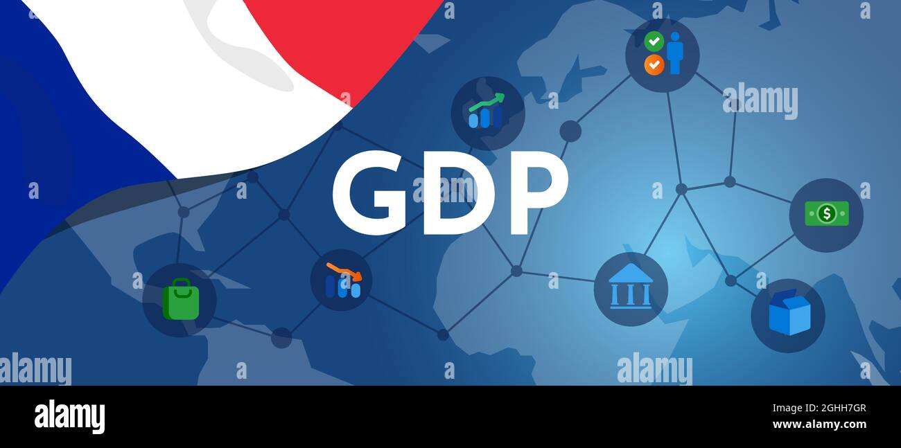 France GDP gross domestic product of french flag and map illustration ...