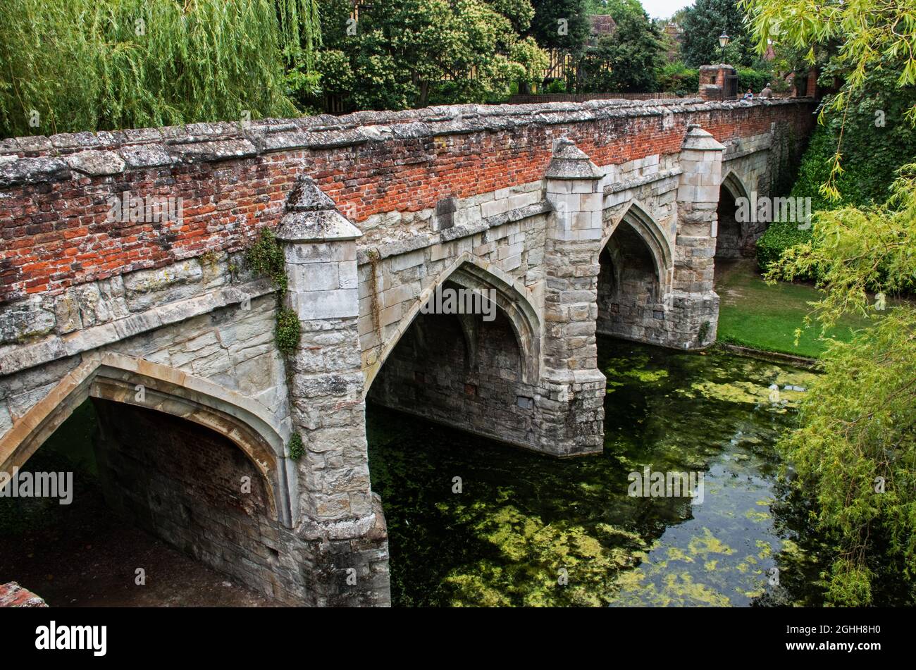 15th century bridge over Eltham Palace moat Stock Photo - Alamy