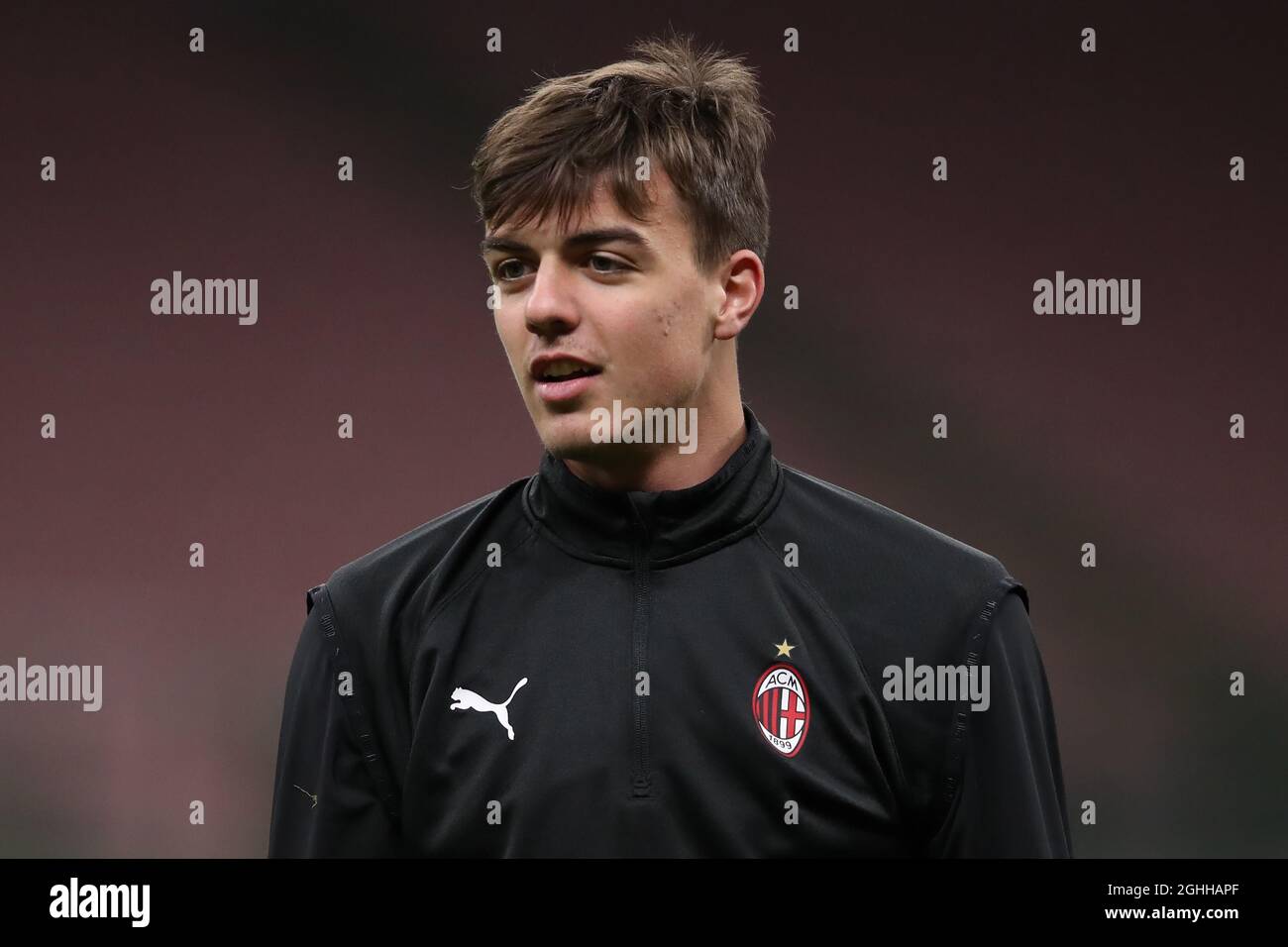 Daniel Maldini of AC Milan during the warm up prior to the Serie A ...