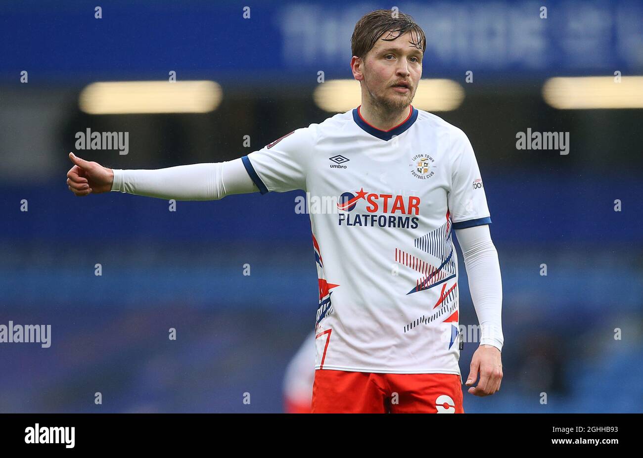 Luke Berry of Luton Town during the FA Cup match at Stamford Bridge ...