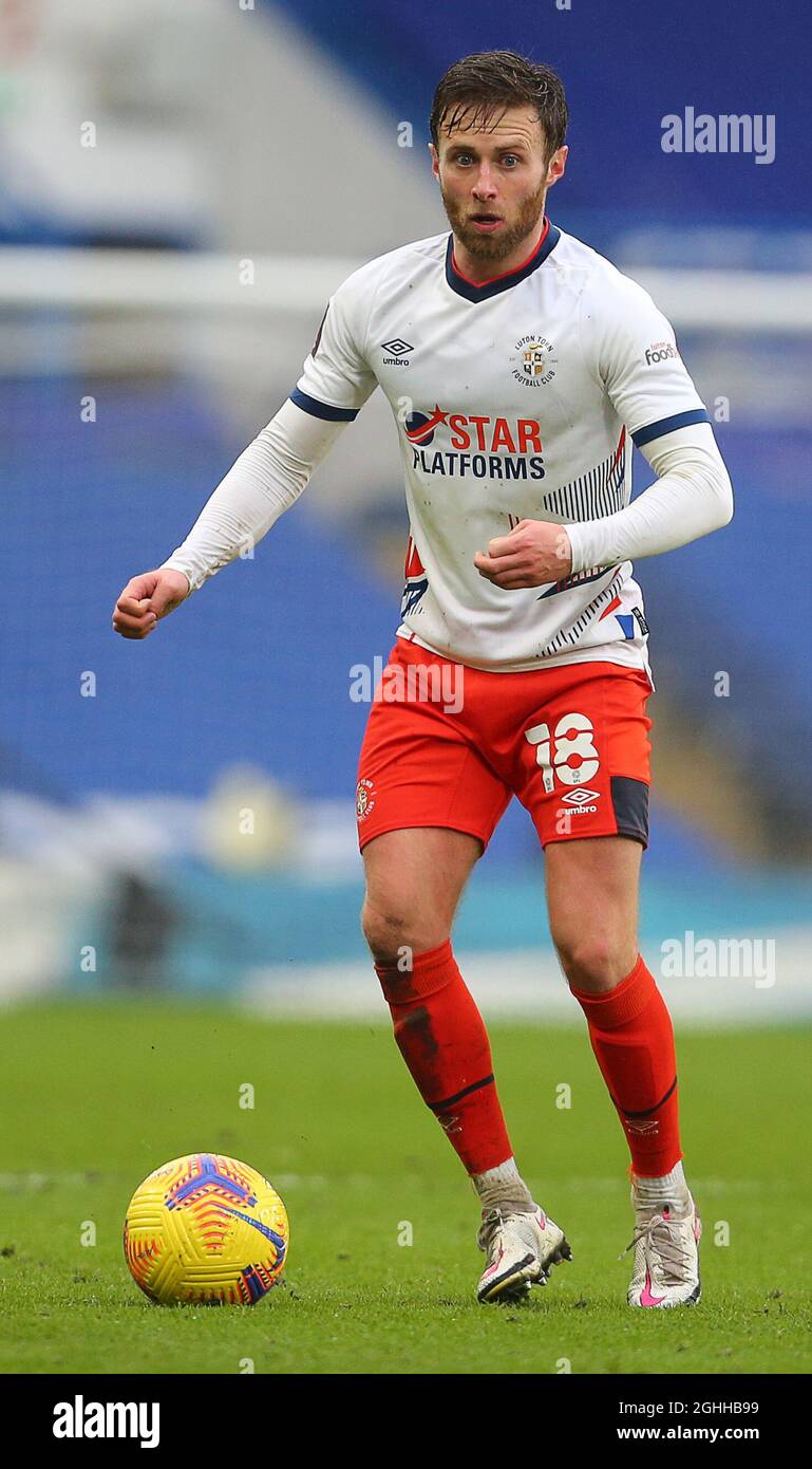 Jordan Clark of Luton Town during the FA Cup match at Stamford Bridge ...