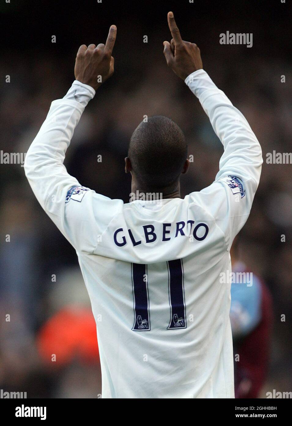 Tottenham's Gilberto celebrates his goal during the Barclays Premier ...