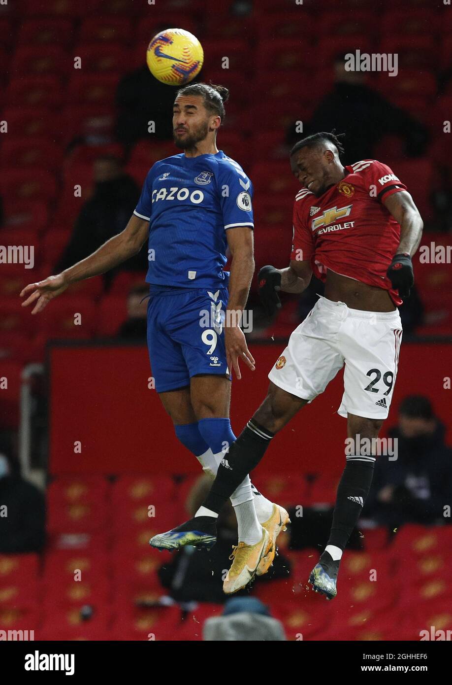 Dominic Calvert Lewin of Everton challenged by Aaron Wan-Bissaka of ...