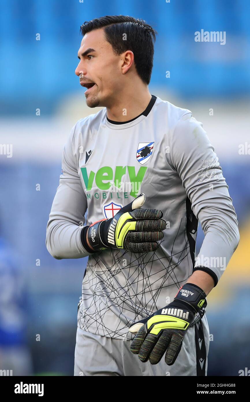 Emil Audero of UC Sampdoria reacts during the Serie A match at Luigi ...
