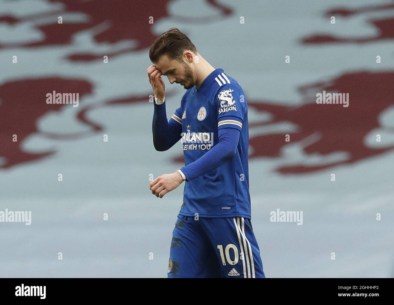 James Maddison of Leicester City leave the game with an injury during ...