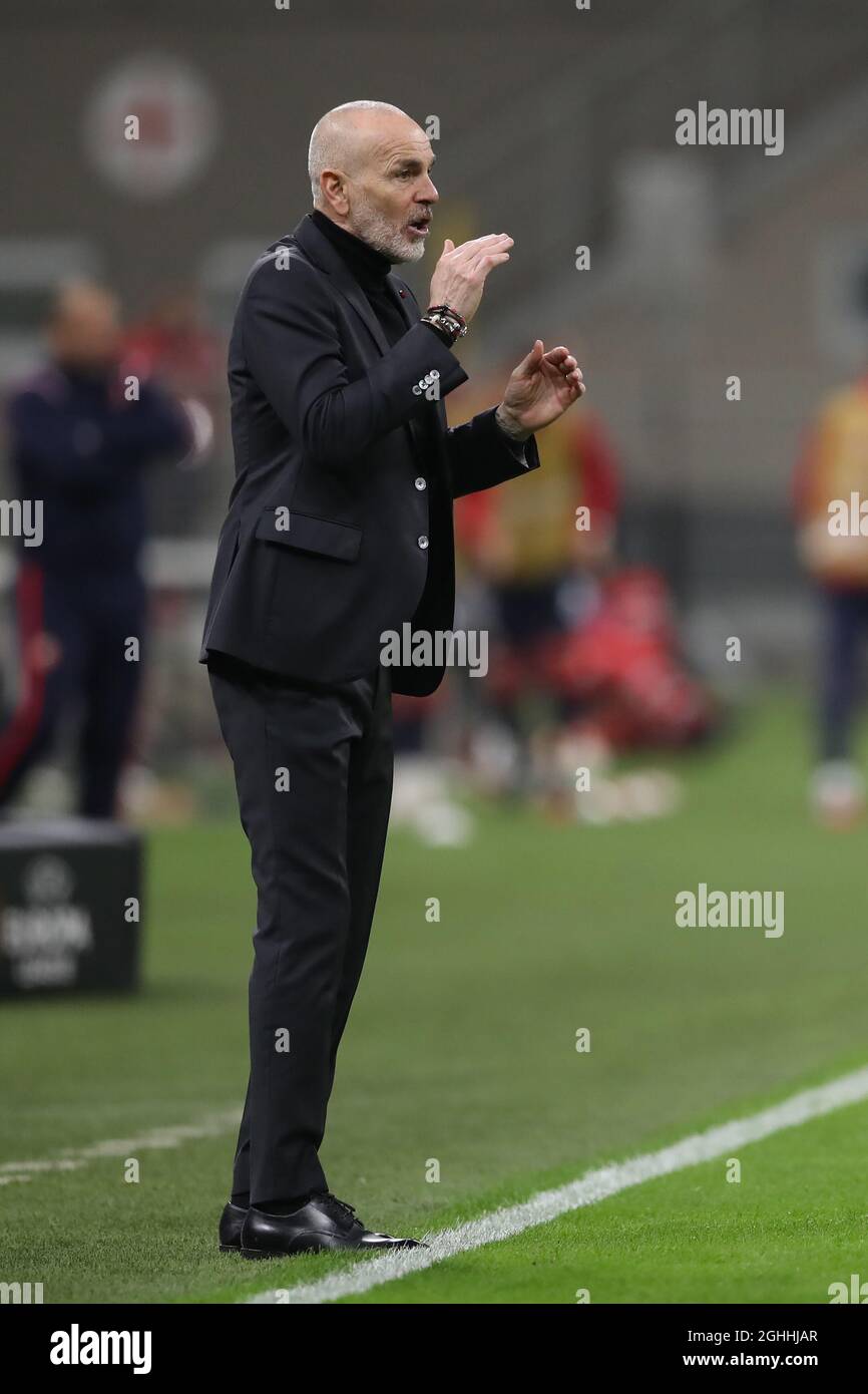 Stefano Pioli Head coach of AC Milan reacts during the UEFA Champions ...