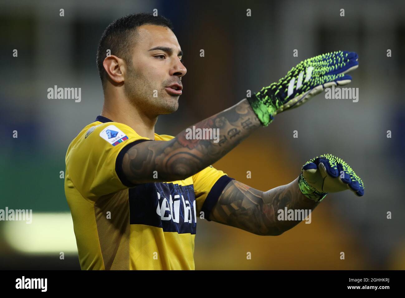 Luigi Sepe of Parma Calcio reacts during the Serie A match at Stadio ...