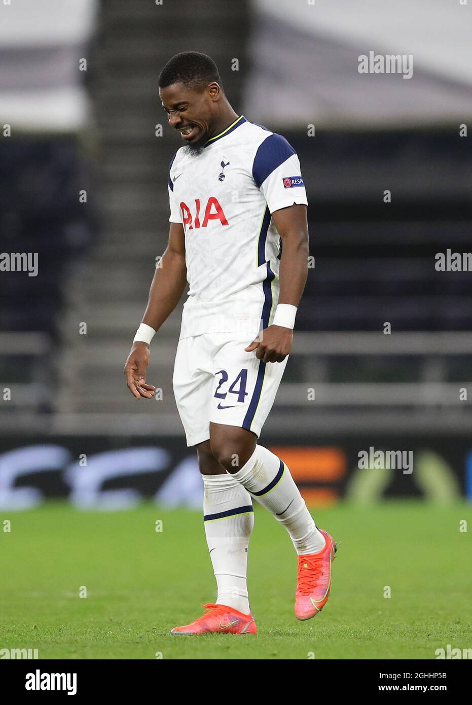 Serge Aurier of Tottenham reacts on the final whistle during the UEFA ...