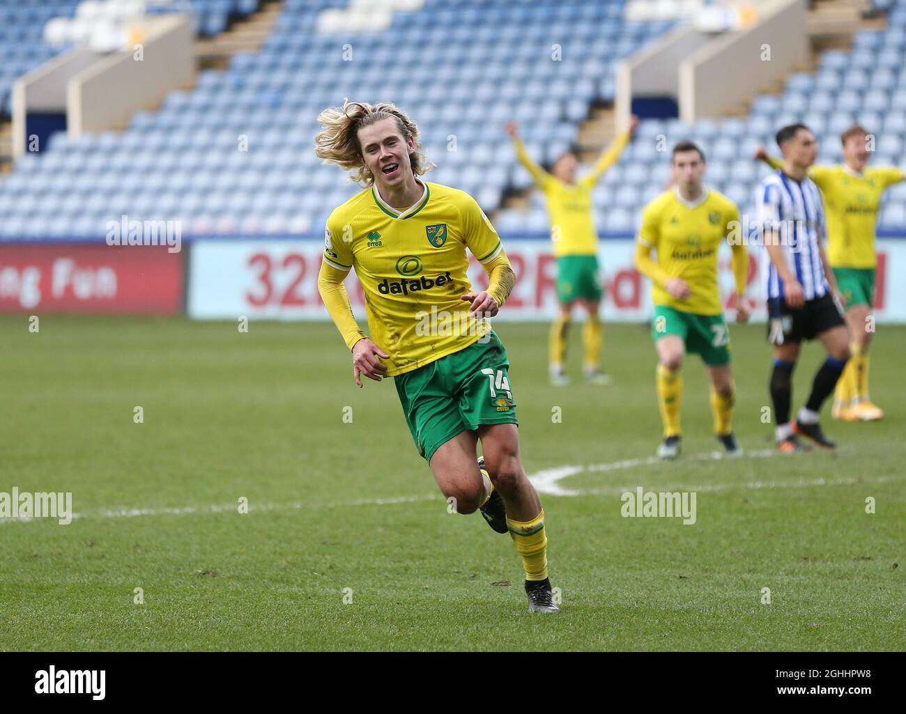 Todd Cantwell of Norwich City celebrates scoring his sides second goal ...
